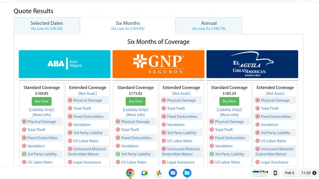 Mexican Auto Insurance Cost Comparisons - Cross Border Coverage